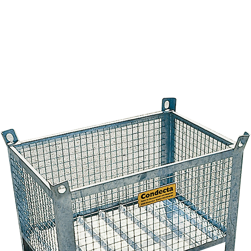Materialbehälter 120 x 80 x 80 cm Gitter, verzinkt | Condecta Onlineshop