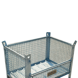 Materialbehälter 120 x 80 x 80 cm Gitter, abklappbare Wand | Condecta ...